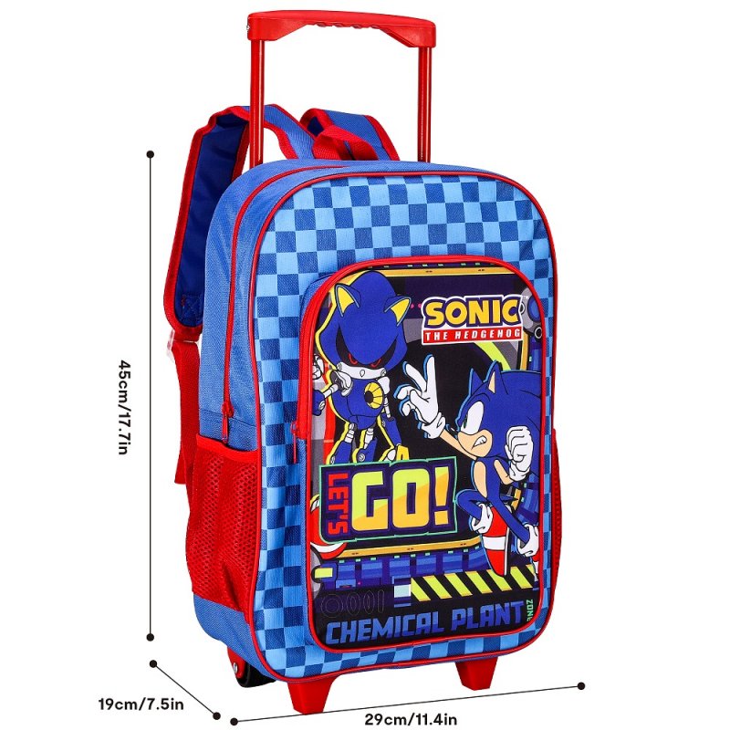 Sonic the Hedgehog Deluxe Travel Trolley | Boys Pull-A-Long Suitcase