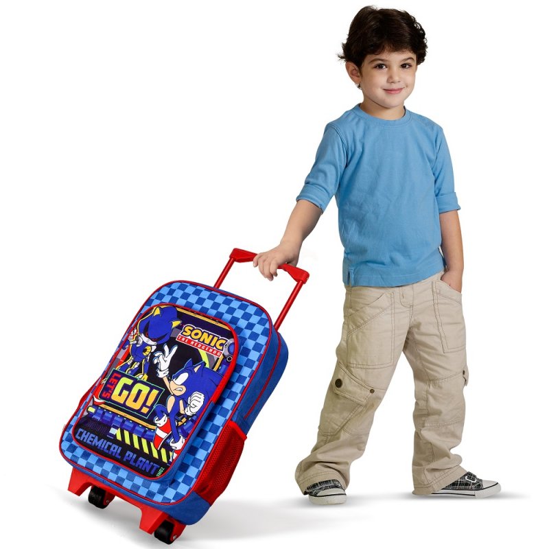 Sonic the Hedgehog Deluxe Travel Trolley | Boys Pull-A-Long Suitcase