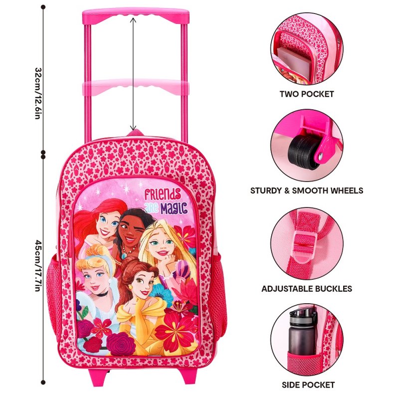 Disney Princess Pink Deluxe Travel Trolley | Pull-a-Long Suitcase ...