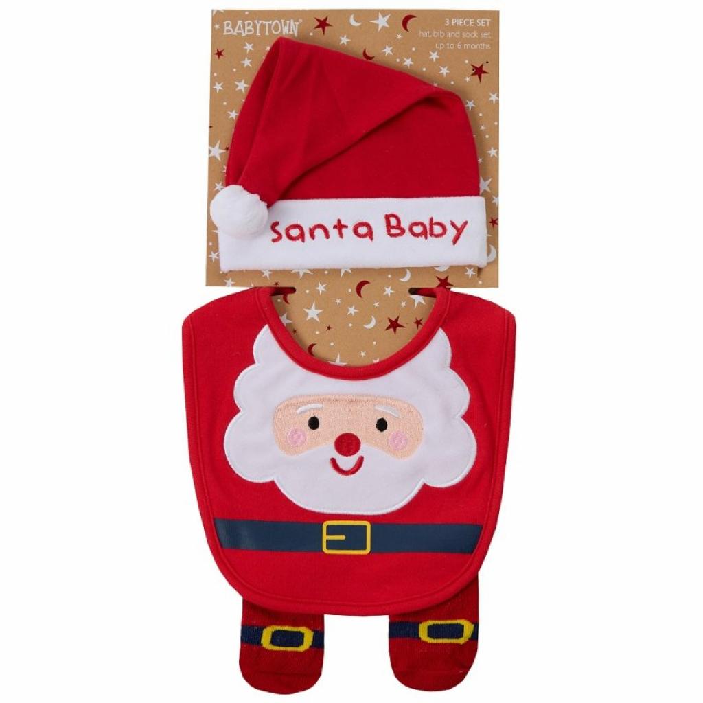 Adorable Santa Baby Hat, Bib and Socks Set for Baby's First Christmas ...