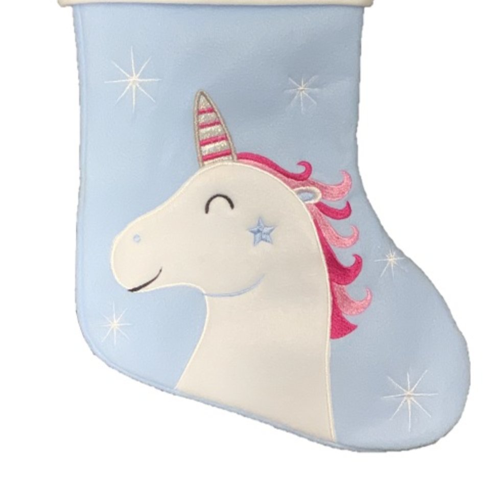 Personalised Blue Unicorn Stocking