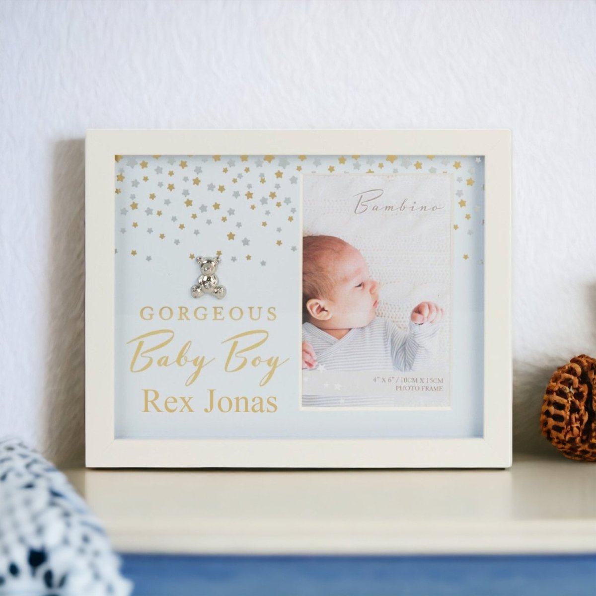 Personalised Gorgeous Baby Boy Frame – Just Blue Or Pink