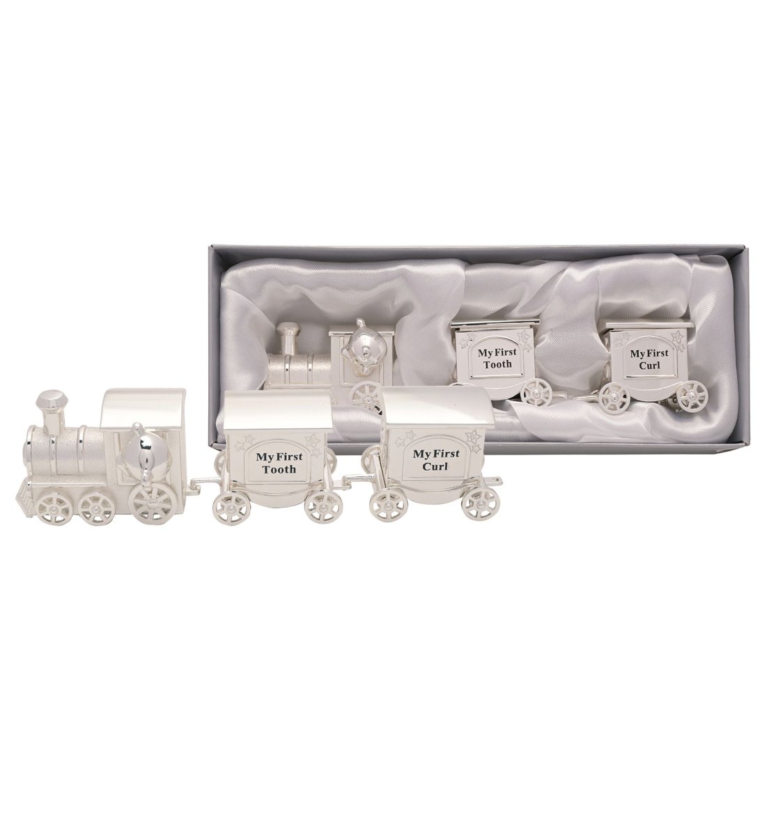 Bambino Train First Tooth and Curl Set – Just Blue or Pink