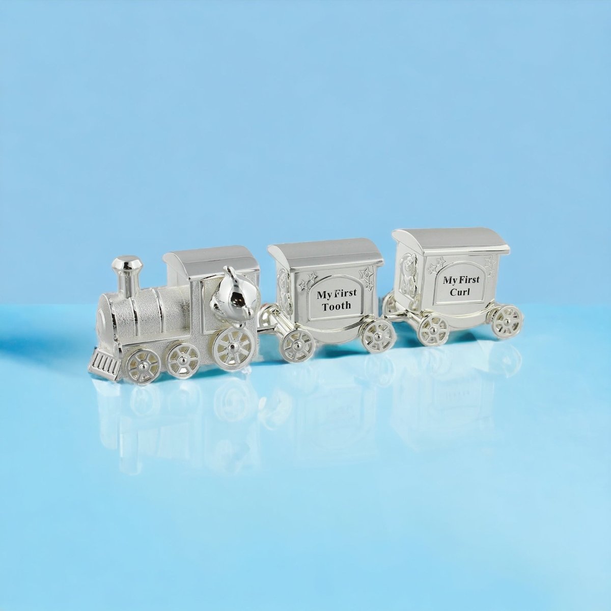 Bambino Train First Tooth and Curl Set – Just Blue or Pink