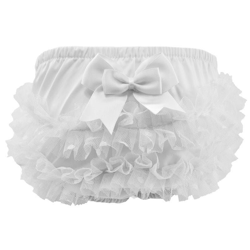 White Frilly Bloomers with Bow – Just Blue Or Pink